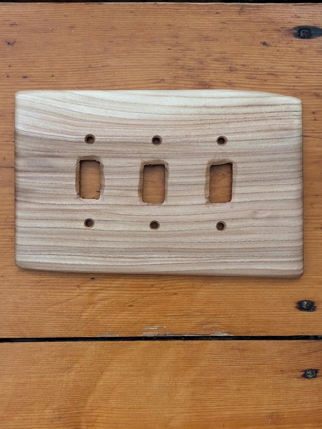 American Elm Wood Triple Light Switch Cover Home Decor DIY Accents for ...