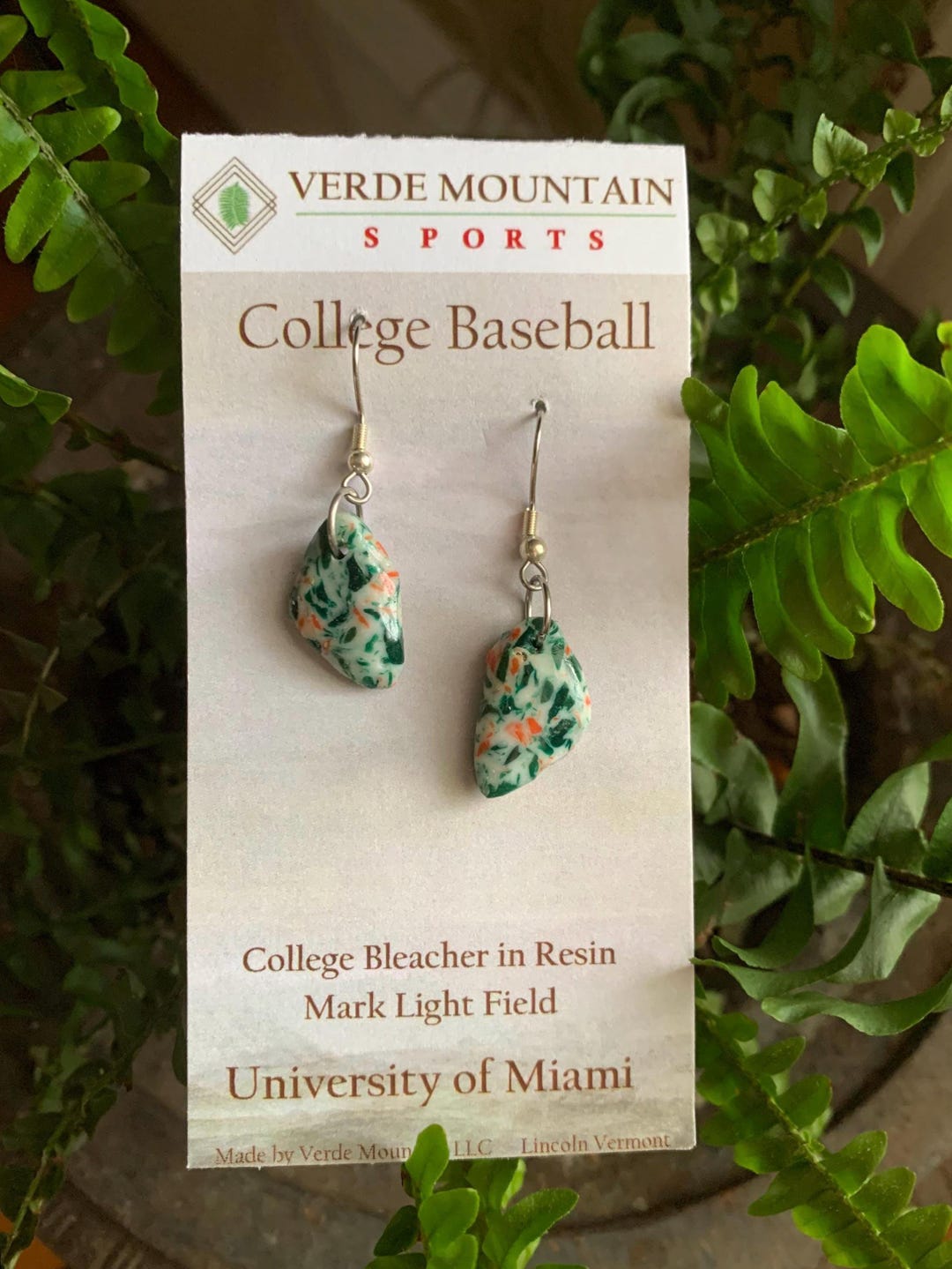 University of Miami, Mark Light Field Seat in Resin Earrings. Hurricane ...
