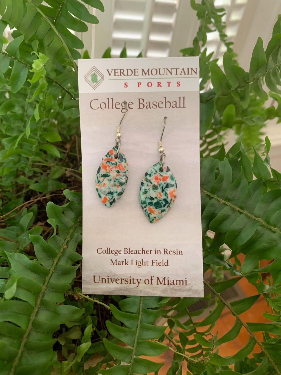 University of Miami, Mark Light Field Seat in Resin Earrings. Hurricane ...