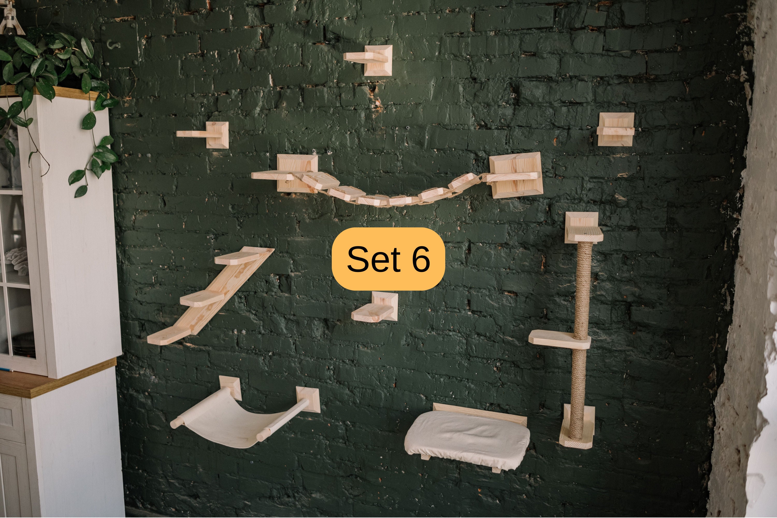 Solid Wood Cat Wall Post cat Wall Shelves Set Minimalist - Etsy