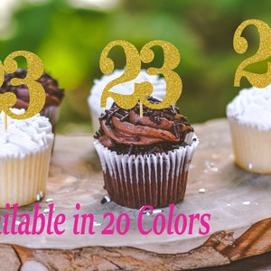 Any Number 23rd Birthday Cupcake Toppers 2 Inches Tall Any Age Glitter ...