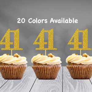 Any Number 41st Birthday Cupcake Toppers Any Age Glitter Party ...