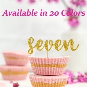 Number 7 Cupcake Topper 7th Birthday Cupcake Toppers Glitter Party ...