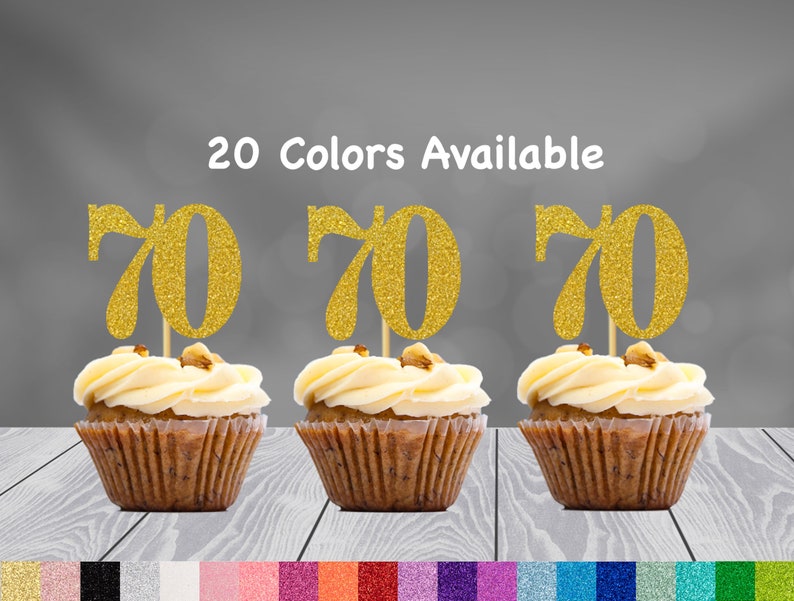 ANY NUMBER 70th Birthday Cupcake Toppers 2 Inches Tall - Etsy