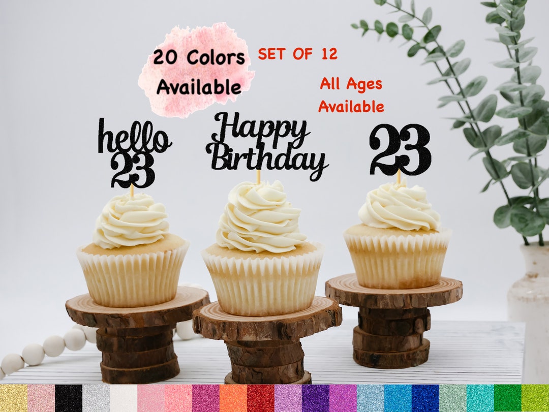 23rd Birthday Cupcake Toppers set of 12 23rd Birthday Decorations Party ...