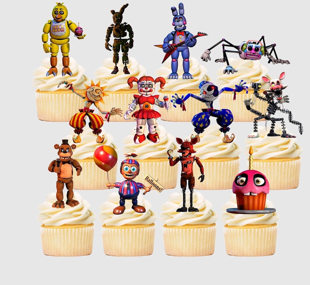 Five Nights of Freddy Cupcake Toppers (SET OF 12) (3 Inches Tall ...
