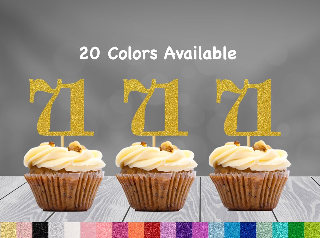 71st Birthday Cupcake Toppers | Glitter Number 71 Decorations | 71st ...