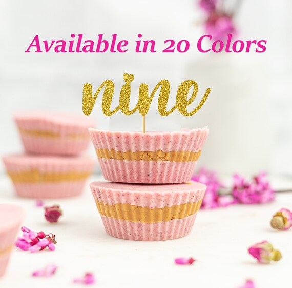 9th Birthday Cupcake Toppers Number 9 Cupcake Topper Glitter - Etsy