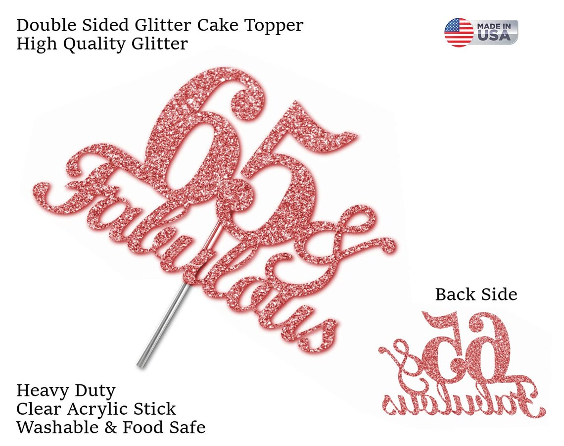 65th Birthday Cake Topper 65 and fabulous Birthday Cake topper | Etsy