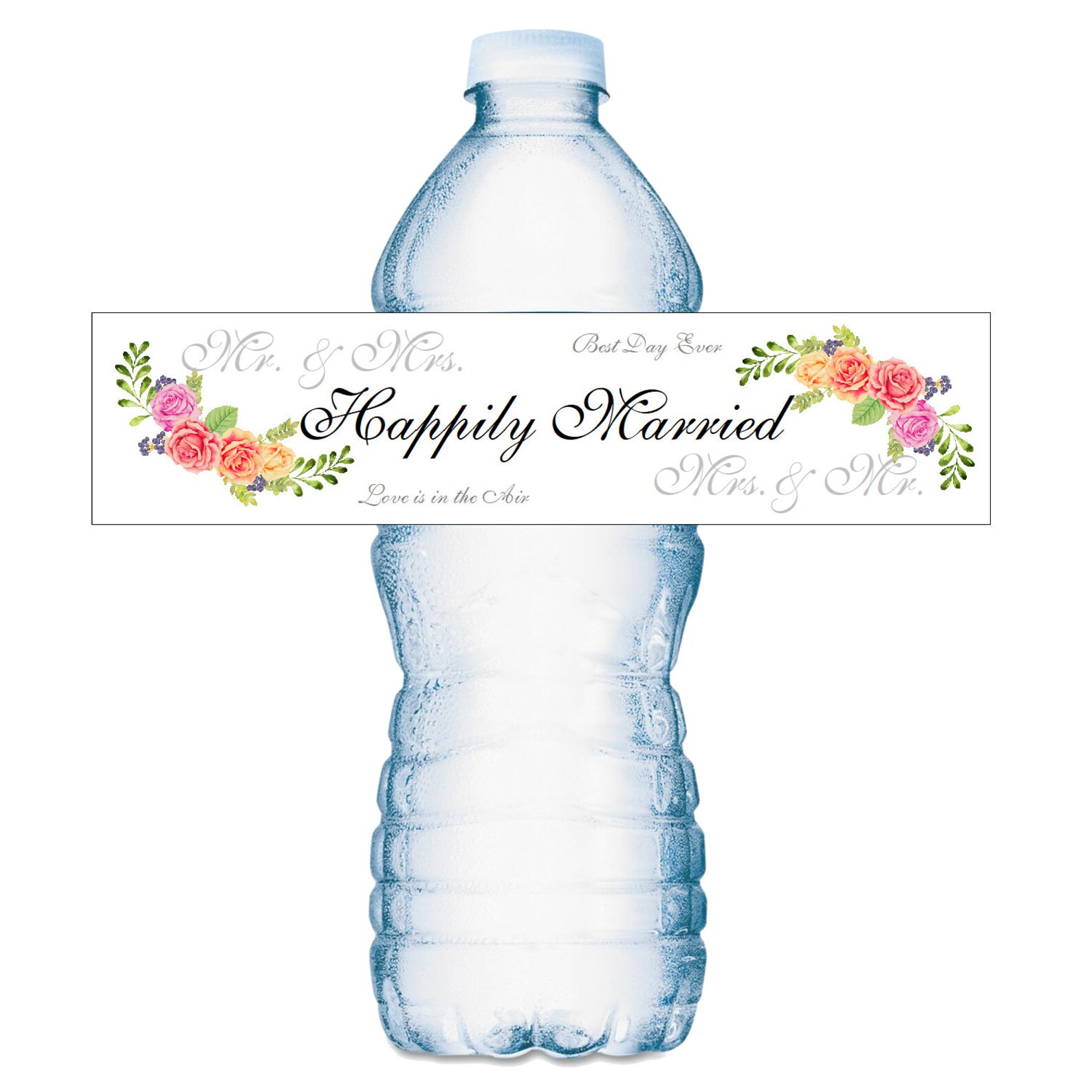 20 Wedding Water Bottle Labels; Floral Theme Wedding 100% Water Proof ...