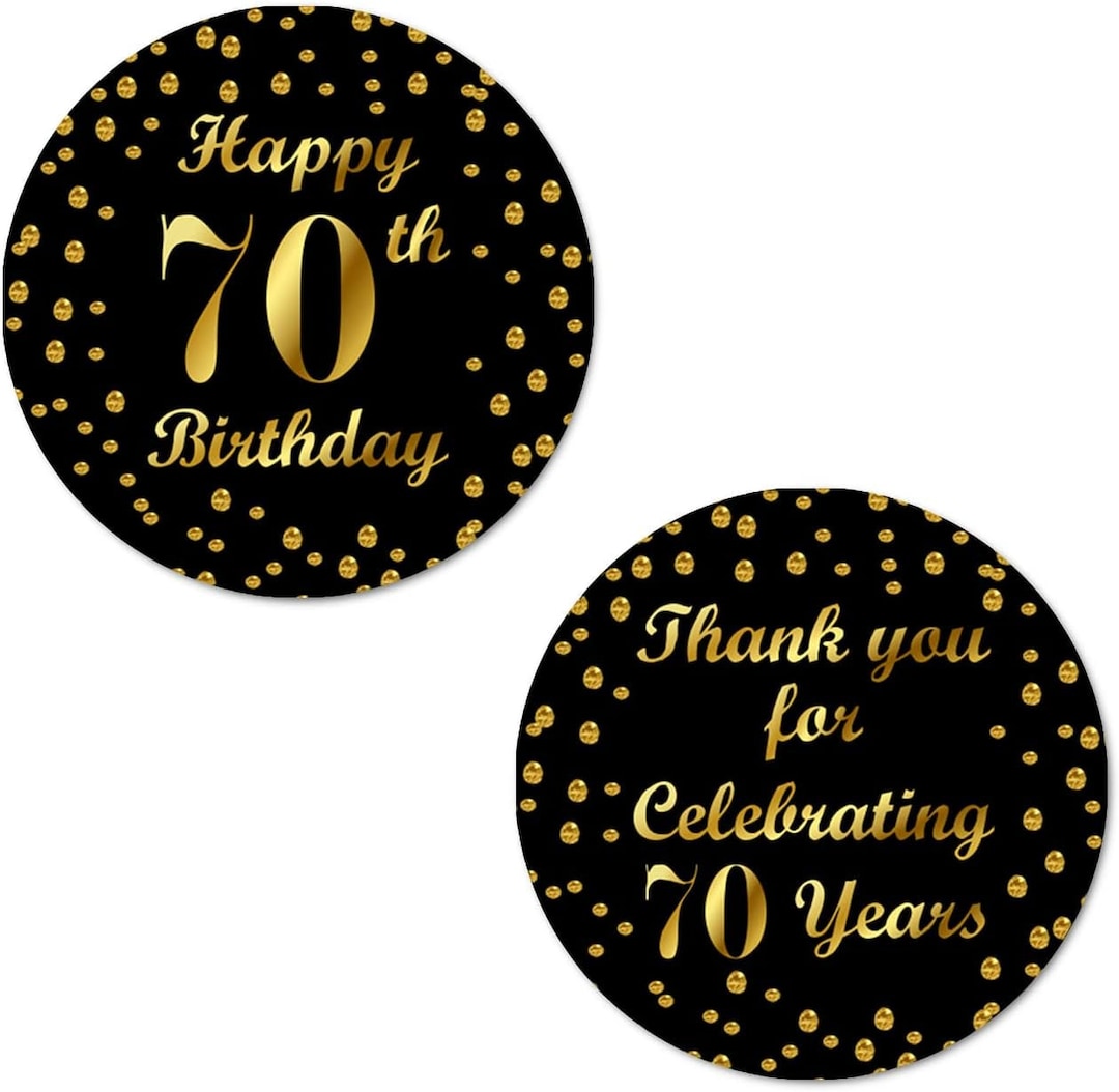 70th Birthday 70th Happy Birthday Stickers, 2 Inch Big Round Glossy ...