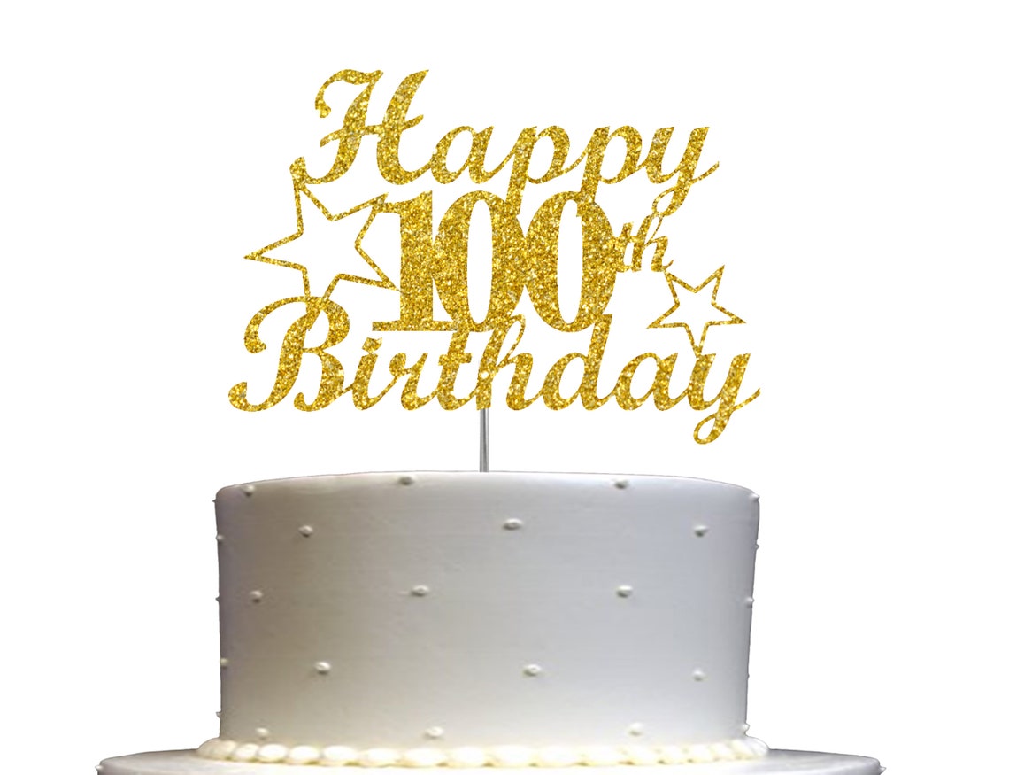 100th Birthday Cake Toppers double Side Glitter Adult Party - Etsy