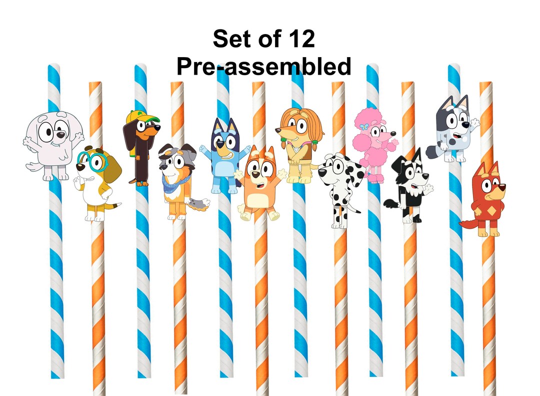 Bluey Cupcake Toppers or Bluey Straws SET OF 12 Perfect for Your Next ...