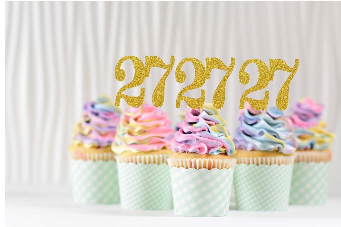 Any Number 27th Birthday Cupcake Toppers 2 Inches Tall - Etsy