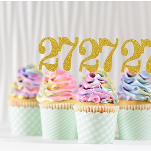 Any Number 27th Birthday Cupcake Toppers 2 Inches Tall Adult Party ...