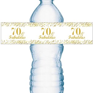 Any Number 70 and Fabulous Birthday Water Bottle Glossy Waterproof ...