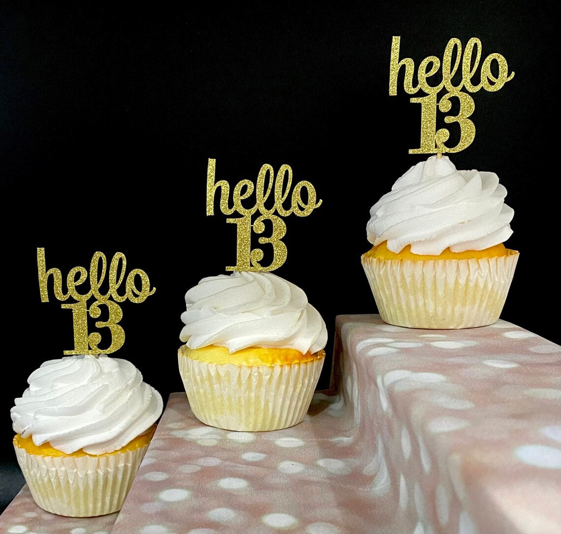 Any Number Hello 13 Cupcake Toppers 13th Birthday Age Cupcake - Etsy
