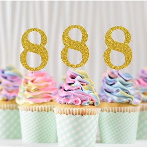 ANY NUMBER 8th Birthday Cupcake Toppers Number 8 Cupcake - Etsy