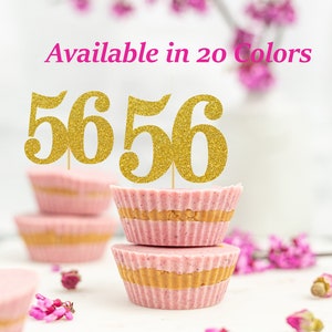 Any Number 56th Birthday Cupcake Toppers 2 Inches Tall Adult Party ...