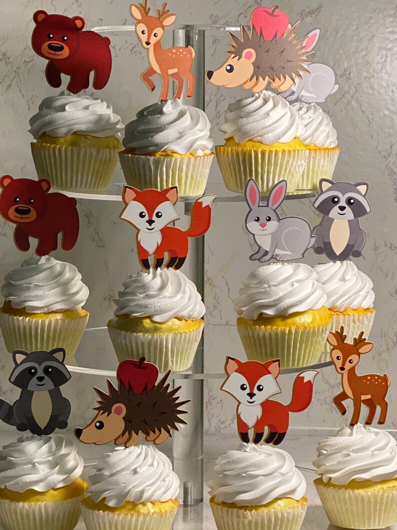 Woodland Forest Animals SET of 12 Cupcake Toppers Woodland | Etsy