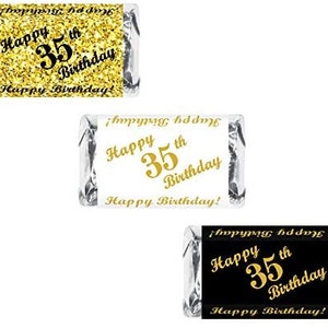 Any Age 35th Birthday Party Favors Labels for Miniatures Candy Bar ...