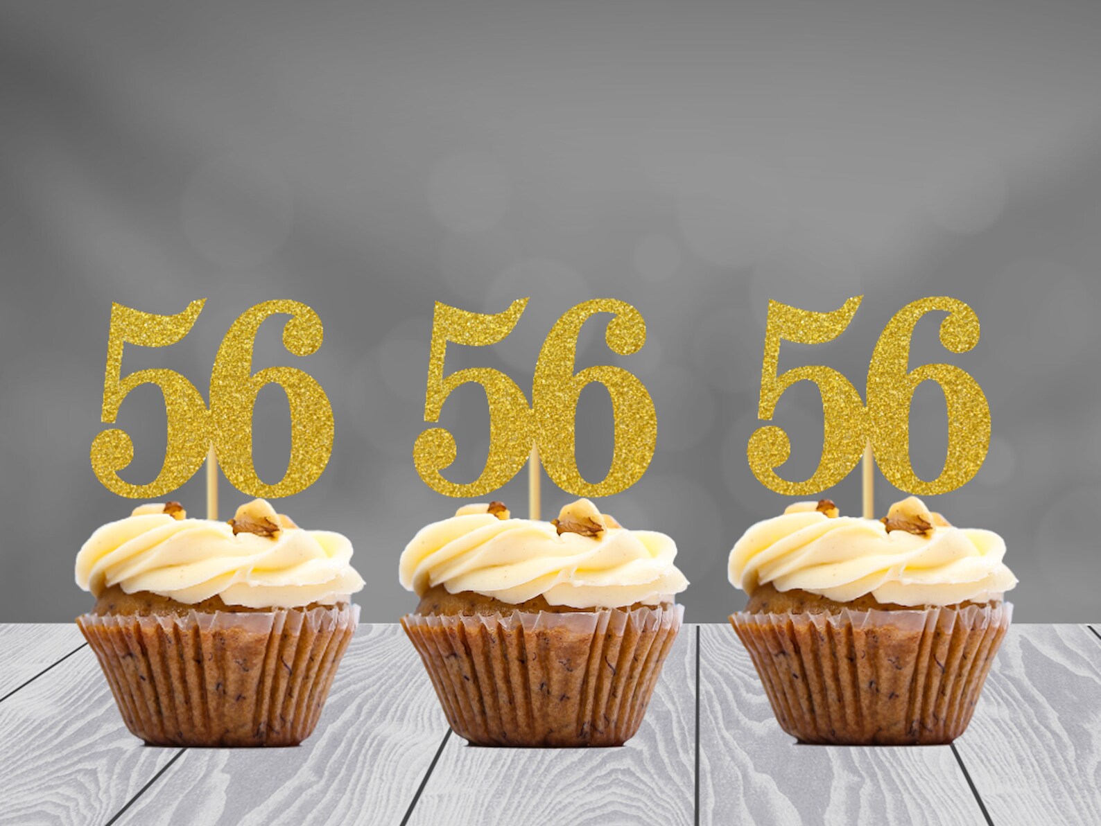 Any Number 56th Birthday Cupcake Toppers 2 Inches Tall Adult Party ...