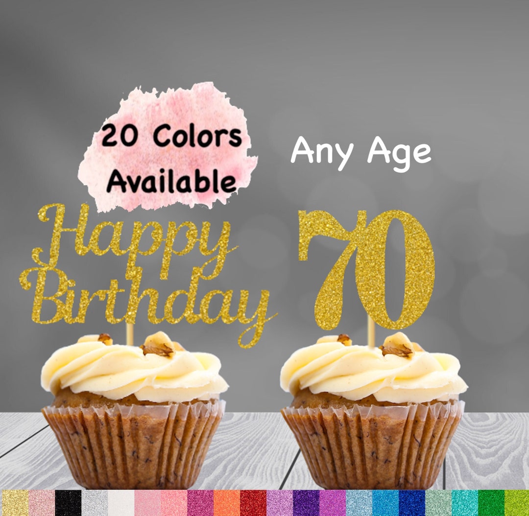 70th Birthday Cupcake Toppers | Number 70 Party Picks | 70th Party ...