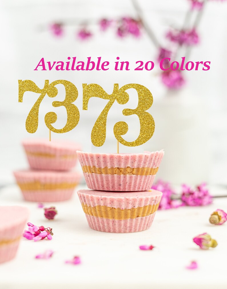 73rd Birthday Cupcake Toppers | Glitter Number 73 Decorations | 73rd ...