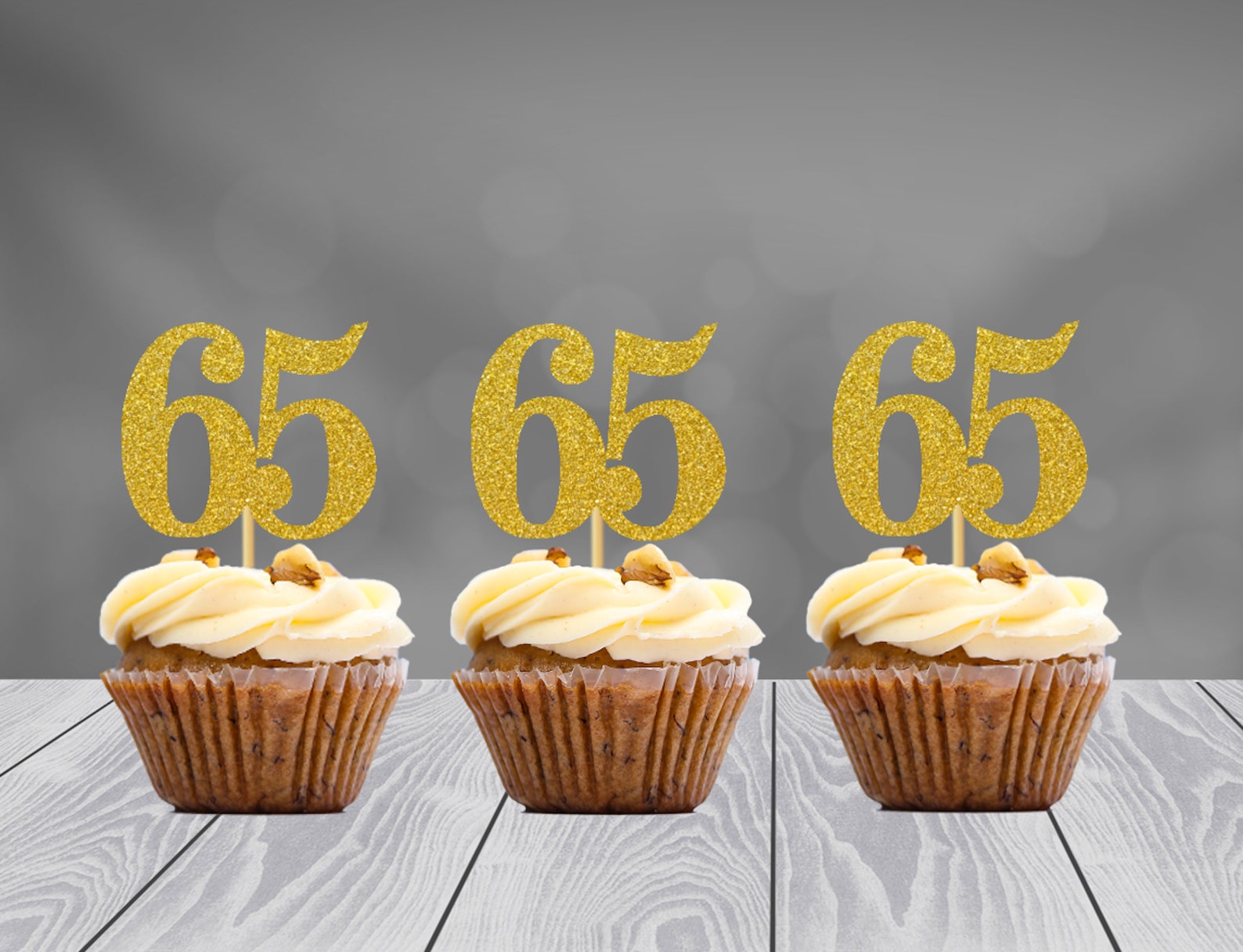 ANY NUMBER 65th Birthday Cupcake Toppers 2 Inches Tall - Etsy