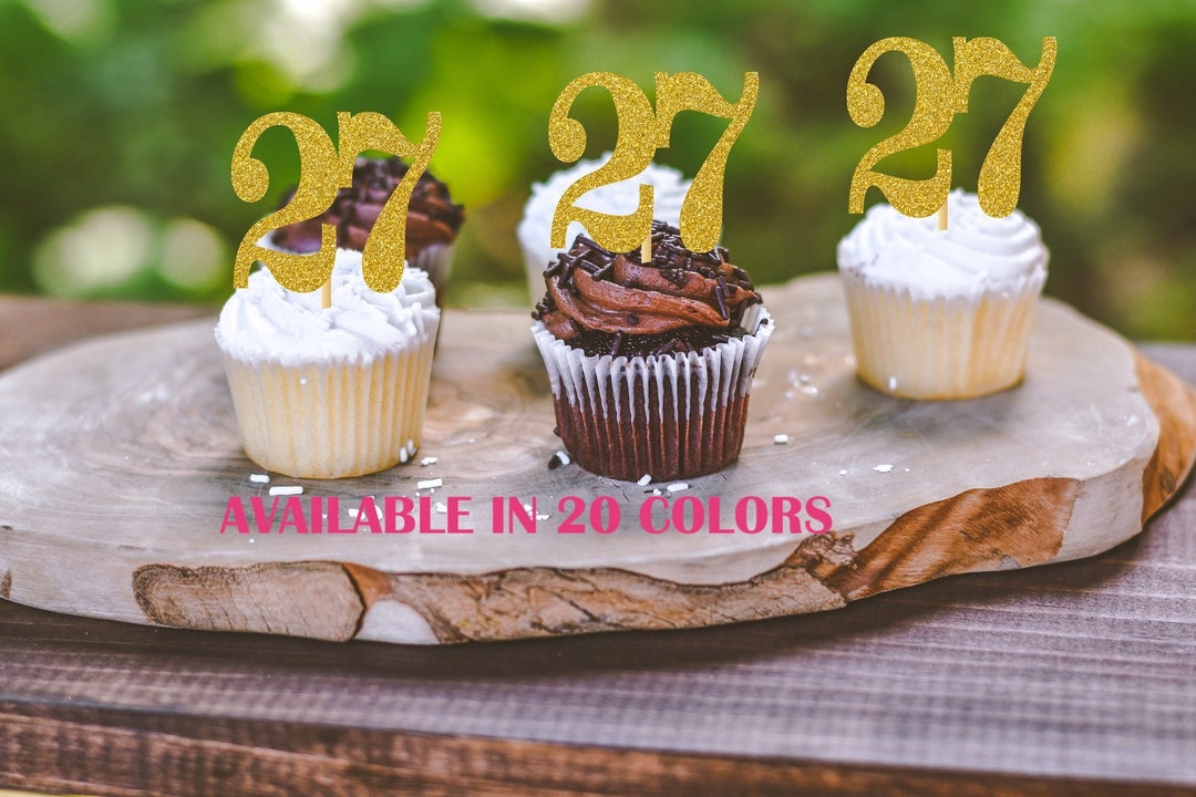 Any Number 27th Birthday Cupcake Toppers 2 Inches Tall Adult Party ...