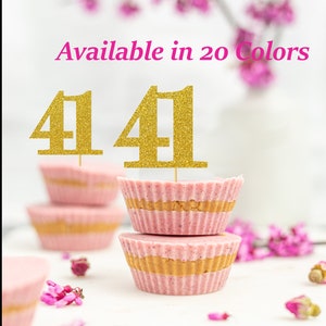 Any Number 41st Birthday Cupcake Toppers Any Age Glitter Party ...