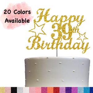 39th Birthday Cake Topper | Glitter Party Decoration | Happy Birthday ...