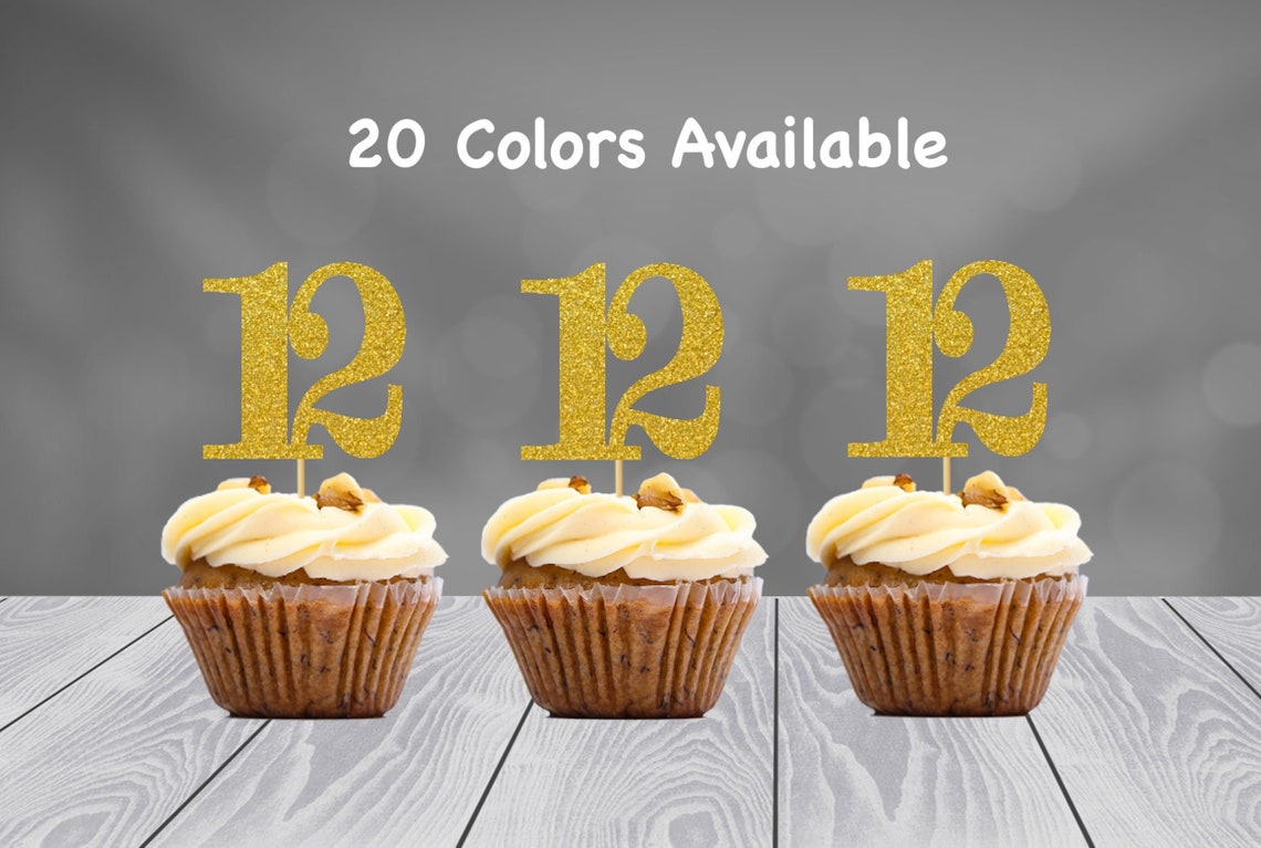 Any Number 12th Birthday Cupcake Toppers 2 Inches Tall Any - Etsy