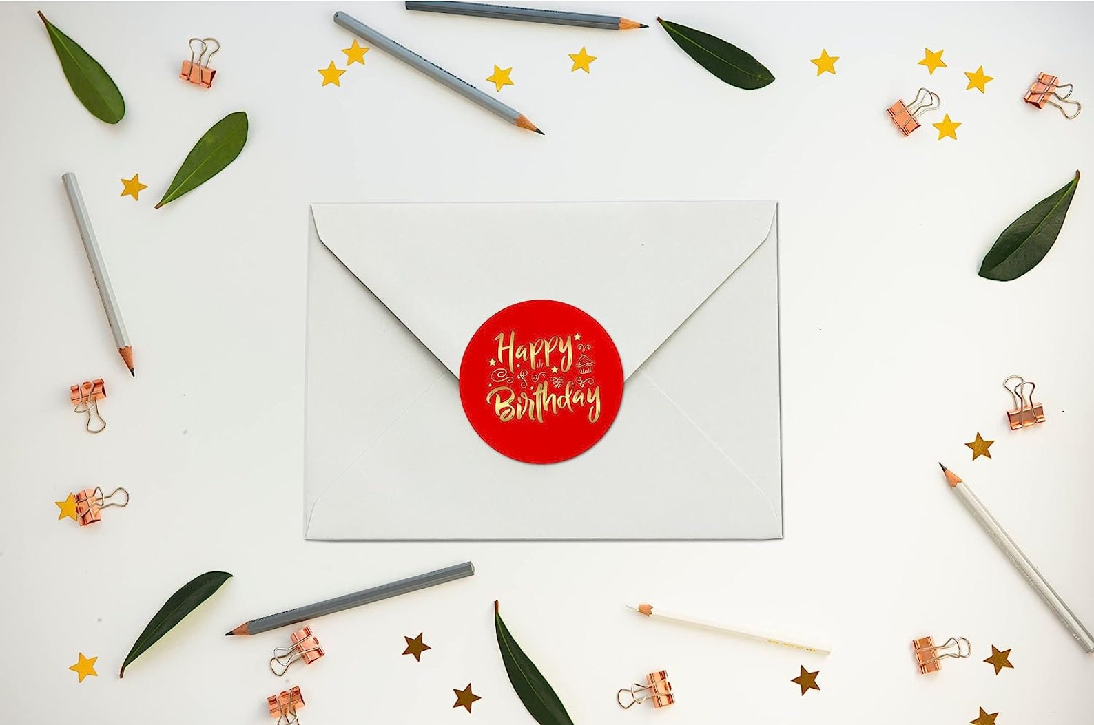 Happy Birthday Stickers (SET of 40) 2 Inch Big Round Glossy Labels Made ...