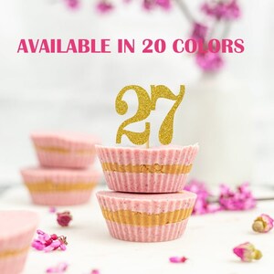 Any Number 27th Birthday Cupcake Toppers 2 Inches Tall | Etsy