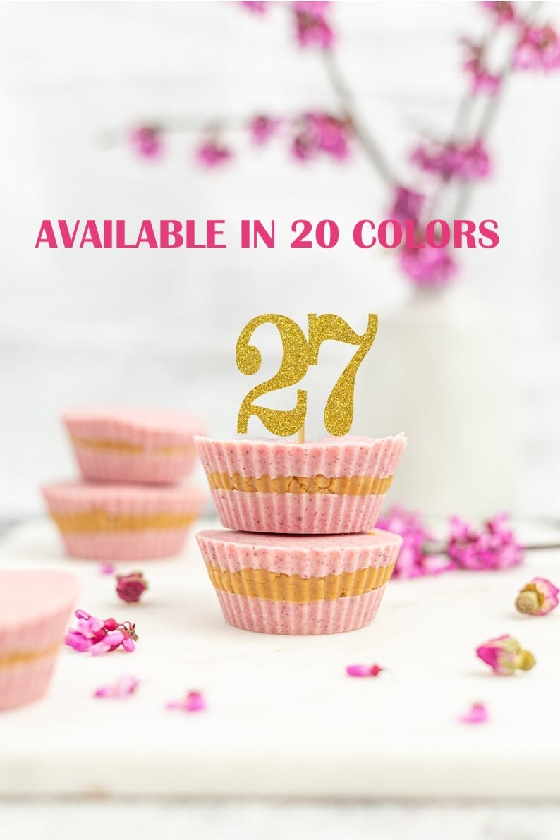 Any Number 27th Birthday Cupcake Toppers 2 Inches Tall | Etsy