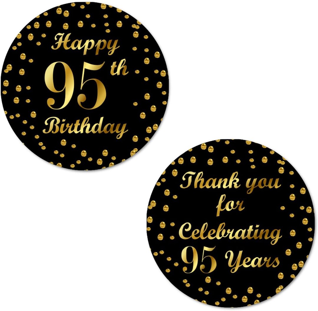 95th Birthday 95th Happy Birthday Stickers, 2 Inch Big Round Glossy ...