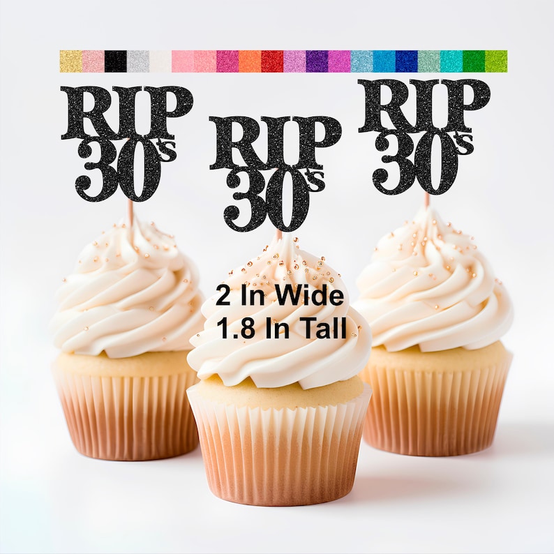 RIP Cupcake Toppers – All Ages Available RIP 30's 40's 50's || Gothic ...
