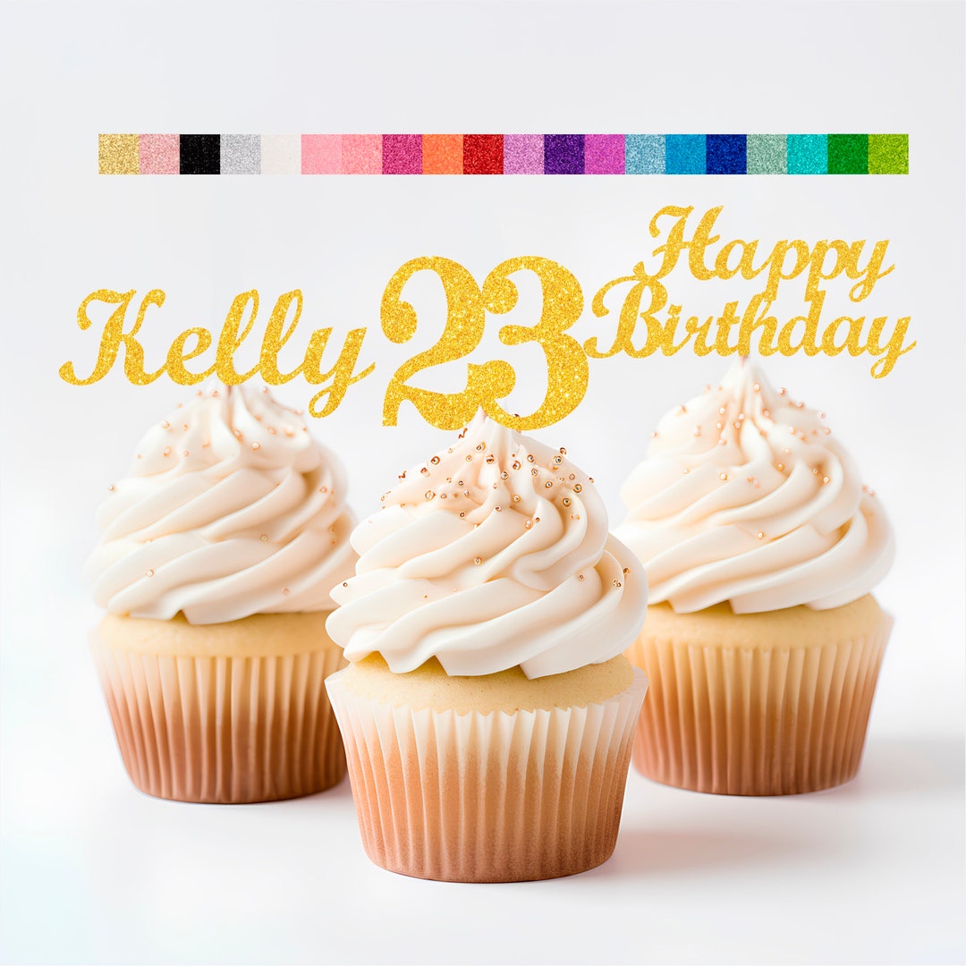 23rd Birthday Decorations Personalized Birthday Cupcake Toppers Custom ...