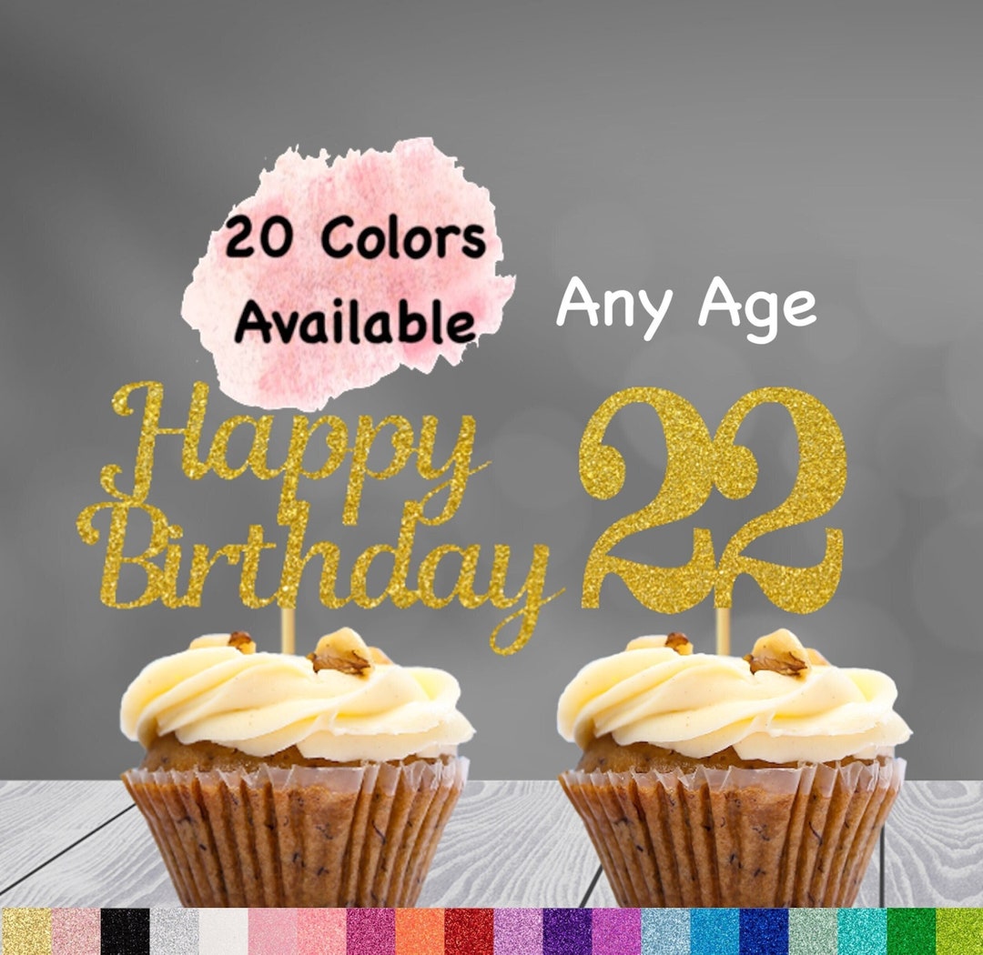22nd Birthday Cupcake Toppers | Number 22 Party Picks | 22nd Party ...
