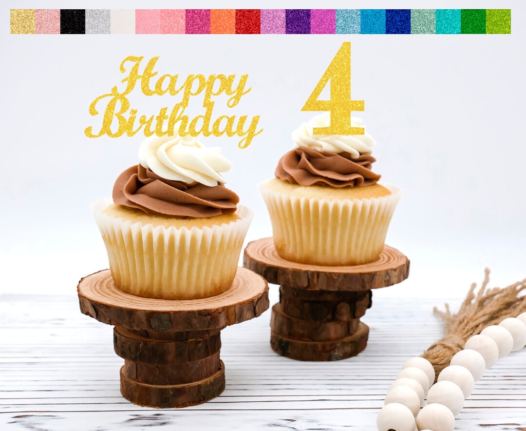 4th Birthday Cupcake Toppers | Number 4 Party Picks | 4th Party ...
