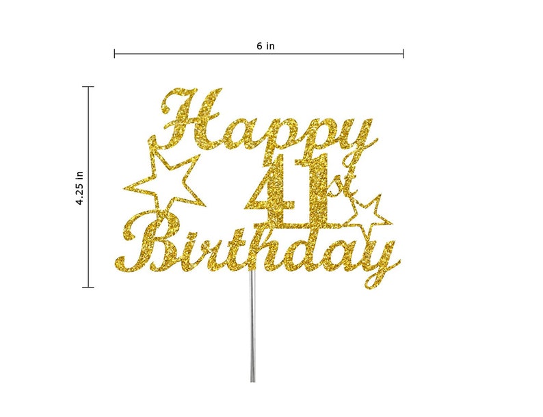 41st Birthday Cake Topper double Side Glitter Adult Party - Etsy