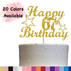67th Birthday Cake Topper | Glitter Party Decoration | Happy Birthday ...