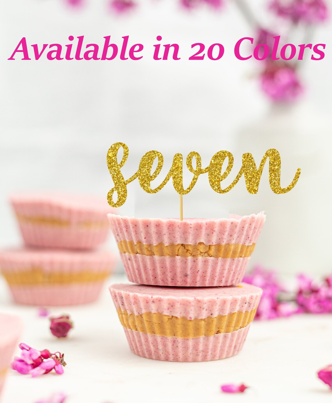 Number 7 Cupcake Topper 7th Birthday Cupcake Toppers Glitter Party ...