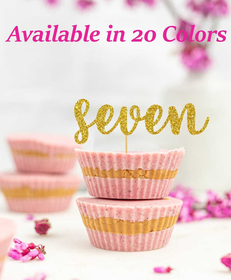 Number 7 Cupcake Topper 7th Birthday Cupcake toppers Glitter | Etsy