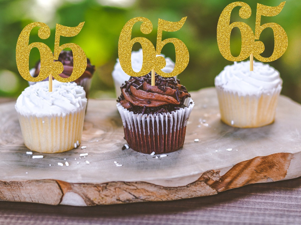 ANY NUMBER 65th Birthday Cupcake Toppers 2 Inches Tall - Etsy