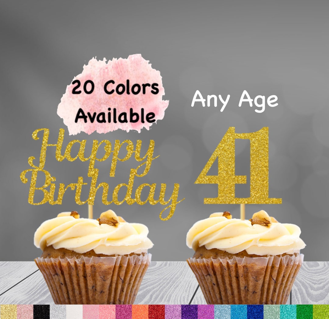 41st Birthday Cupcake Toppers | Number 41 Party Picks | 41st Party ...