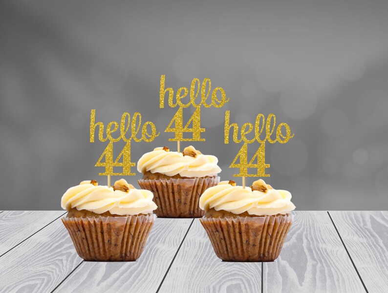 Any Number Hello 44 Cupcake Toppers set of 12 44th Birthday - Etsy