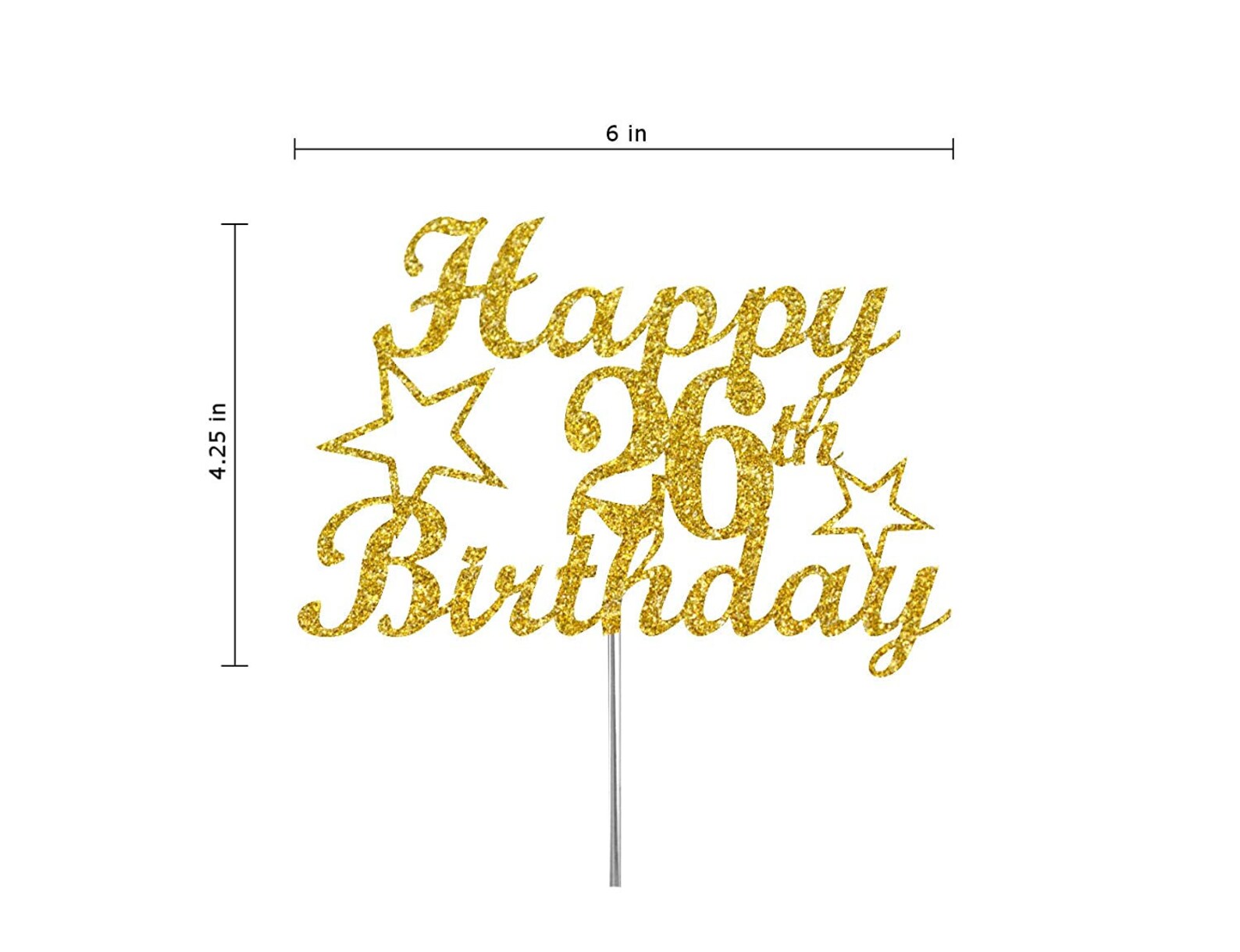 26th Birthday Cake Toppers Double Side Glitter Adult Party Etsy