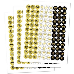 90th Birthday Party Favors | Set of 60 Glossy Stickers | Labels for ...